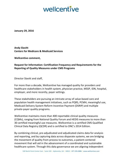 Wellcentive Comment Letter CMS RFI CQMs and Certification wellcentive-comment-letter-cms-rfi-cqms-and-certification