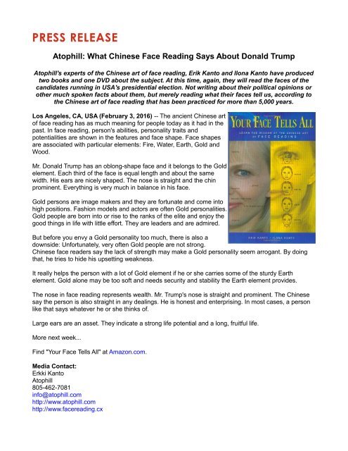 Atophill: What Chinese Face Reading Says About Donald Trump