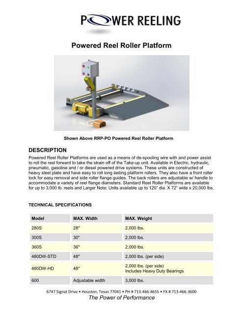 (25) POWERED REEL ROLLER PLATFORMS