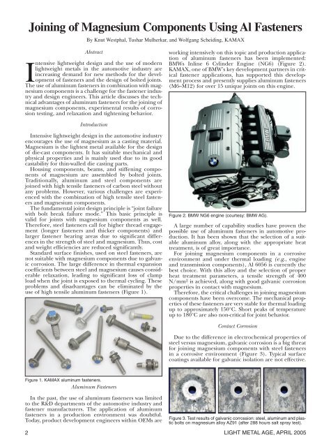 Joining of Magnesium Components Using Al Fasteners - Kamax