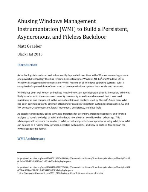 Us 15 Graeber Abusing Windows Management Instrumentation Wmi To Build A Persistent