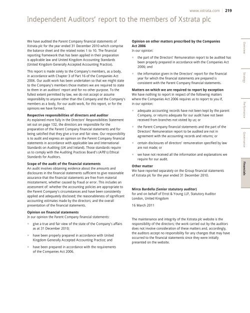 Parent Company financial statements (PDF) - Xstrata