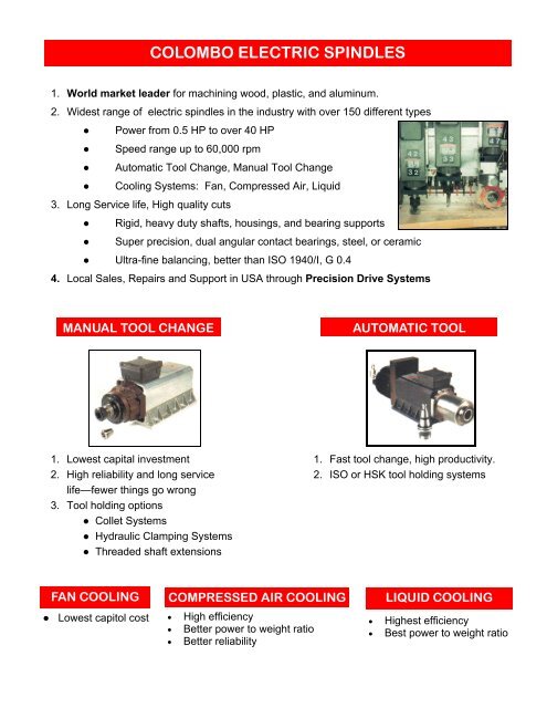COLOMBO ELECTRIC SPINDLES