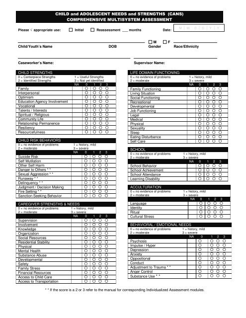 the Utah CANS Score Sheet - National Resource Center for In ...