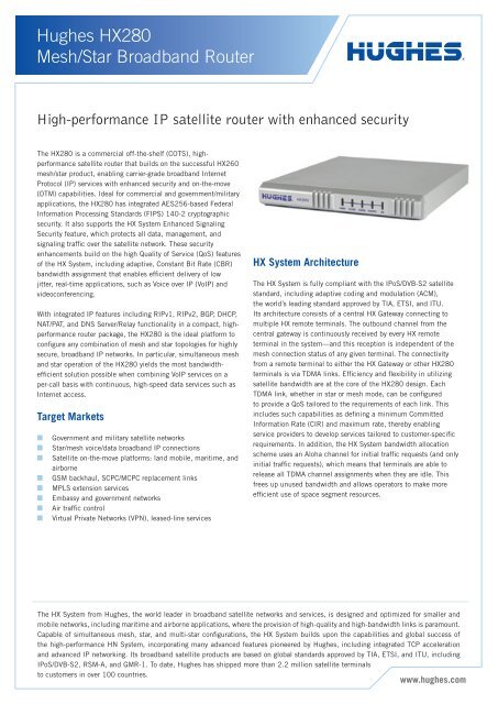 HX280 Mesh/Star Broadband Router Data Sheet - Hughes Network ...