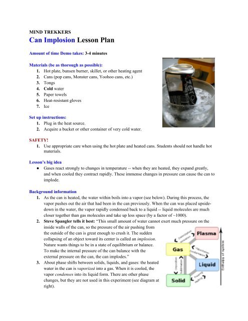 Can Implosion Lesson Plan - MTU Mind Trekkers