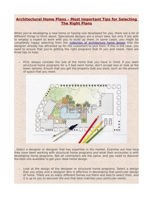 Architectural Home Plans – Most Important Tips for Selecting The Right ...