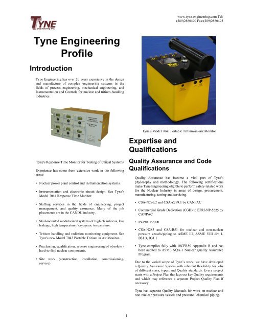 Tyne Engineering Profile Introduction
