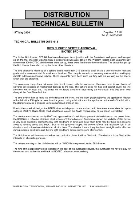 distribution technical bulletin - Distribution Technology Home