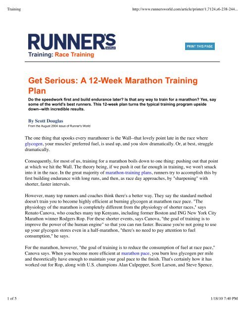 Get Serious: A 12-Week Marathon Training Plan