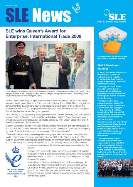 SLE wins Queen's Award for Enterprise: International ... - SLE Ltd