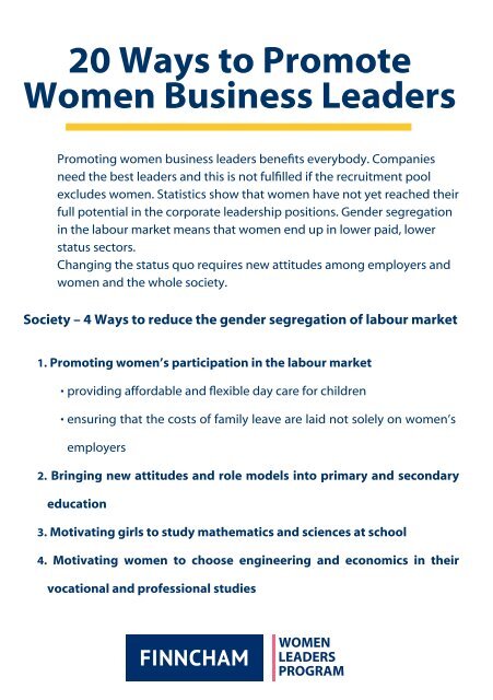 20 Ways to Promote Women Business Leaders