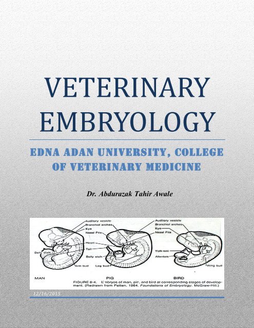COMPLETE VETERINARY EMBRYOLOGY hand-out