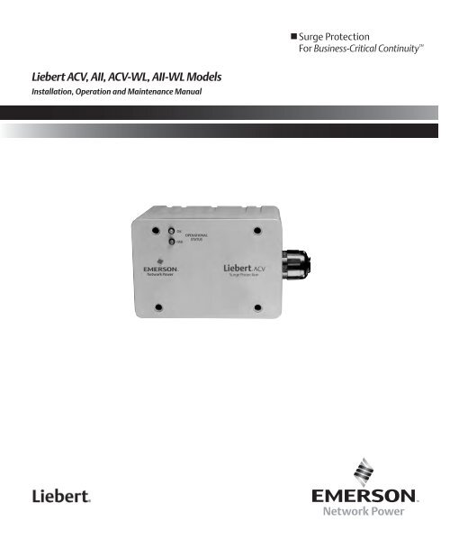 Liebert ACV Series (AccuVar+WL) Installation Manual