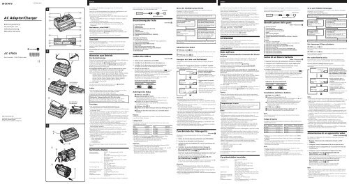Sony AC-V700A - AC-V700A Consignes d’utilisation Néerlandais