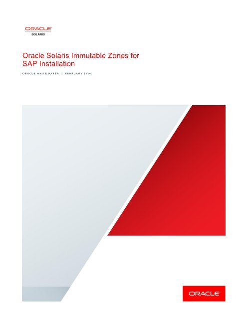 Oracle Solaris Immutable Zones For Sap Installation