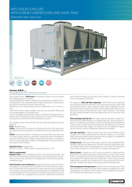 air cooled chillers with screw compressors and axial fans - Emicon