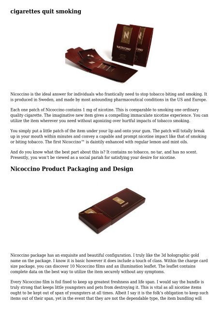 cigarettes quit smoking Nicoccino Product Packaging and Design