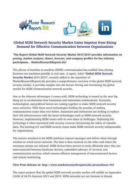 Global M2M Network Security Market Gains Impetus from Rising Demand for ...