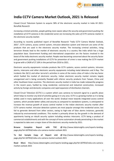 India CCTV Camera Market Outlook