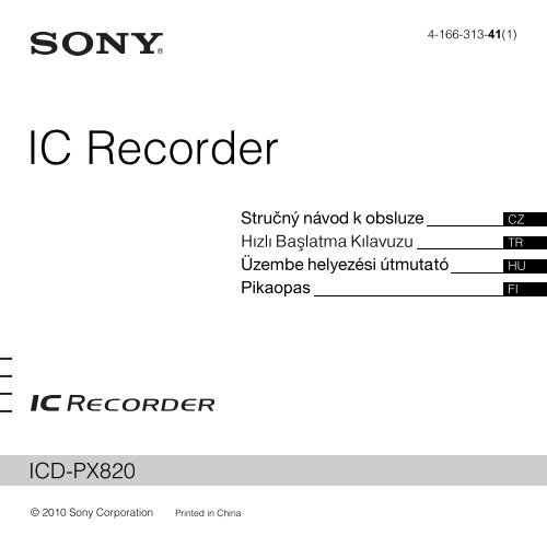 Sony ICD-PX820 - ICD-PX820 Guide de mise en route Tchèque