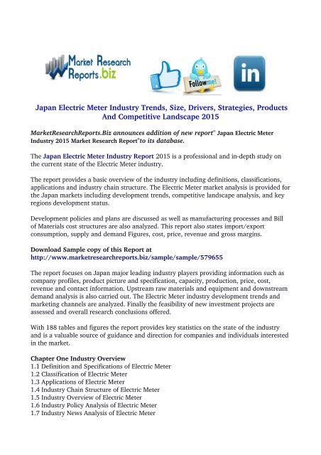 Japan Electric Meter Industry 2015 Market Research Report