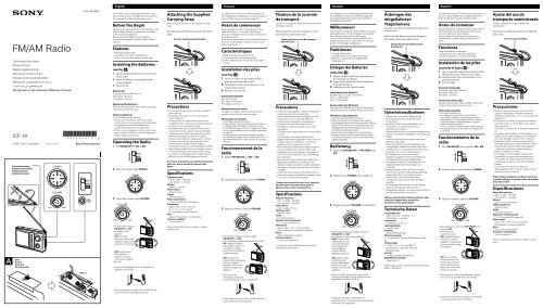 Sony ICF-18 - ICF-18 Consignes d’utilisation Anglais
