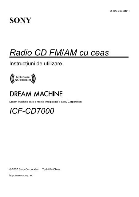 Sony ICF-CD7000 - ICF-CD7000 Mode d'emploi Roumain