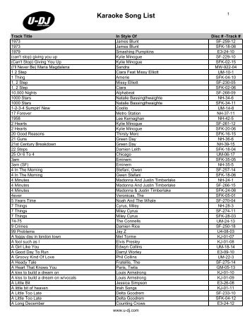 Printable Karaoke Song List (PDF)