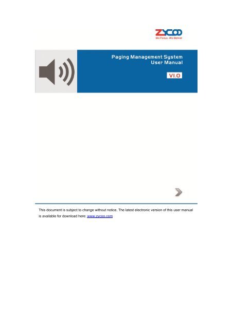 Zycoo SIP paging management system