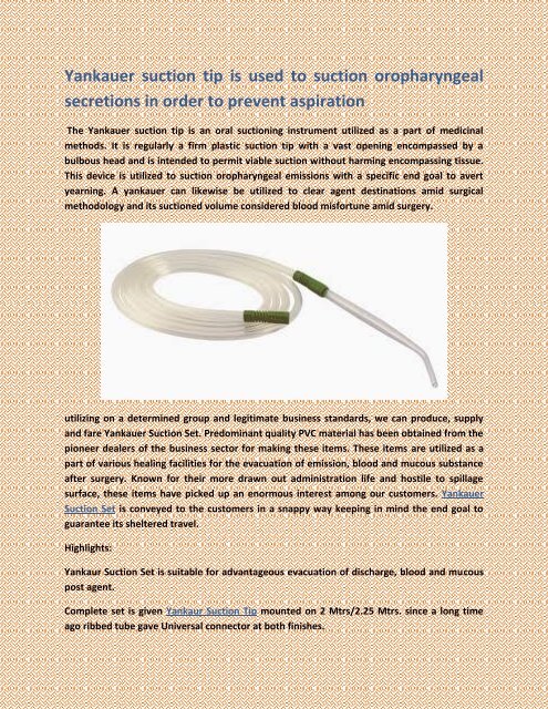 use Yankauer suction tip