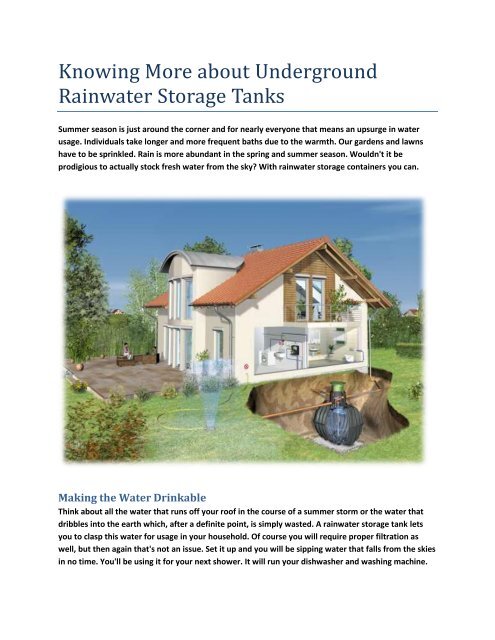 Knowing More about Underground Rainwater Storage Tanks