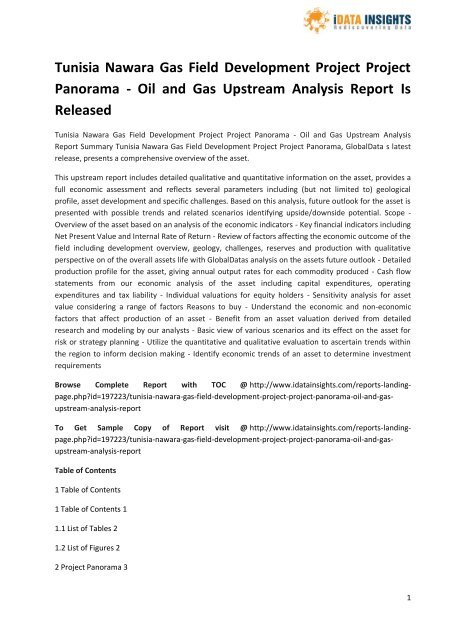 Tunisia Nawara Gas Field Development Project Project Panorama Oil and ...