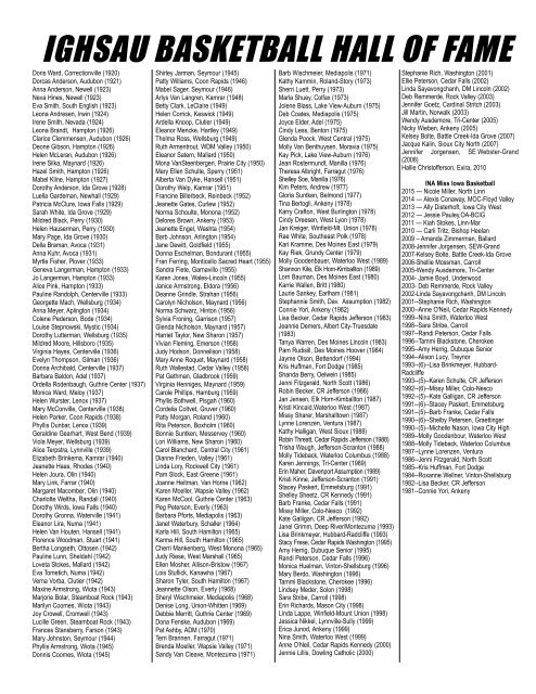 IGHSAU BASKETBALL HALL OF FAME