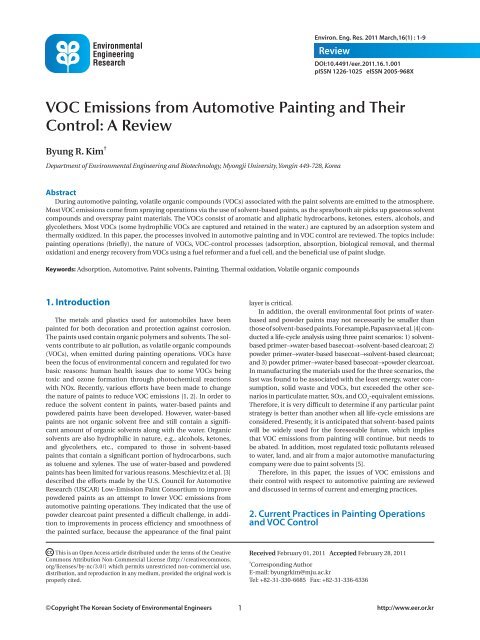 VOC Emissions from Automotive Painting and Their Control: A Review