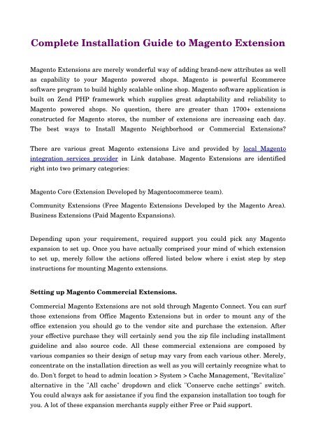 Complete Installation Guide to Magento Extension