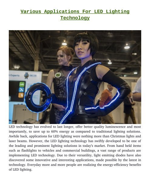 Various Applications For LED Lighting Technology