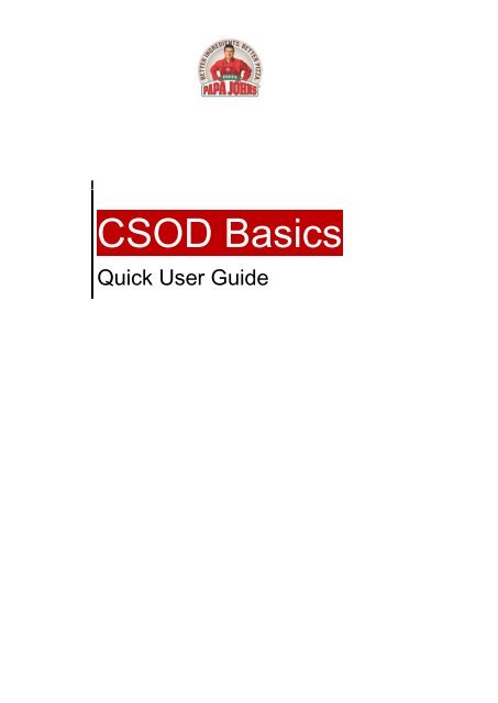 CSOD Basics Quick User Guide