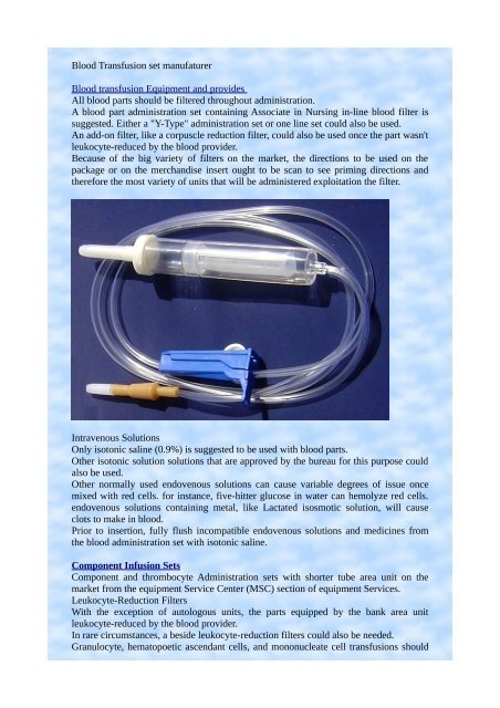 Blood Transfusion set manufaturer
