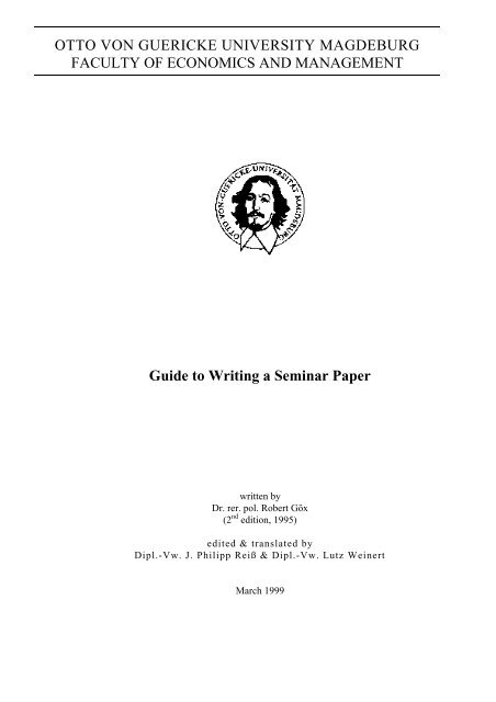 OTTO VON GUERICKE UNIVERSITY MAGDEBURG ... - OvGU