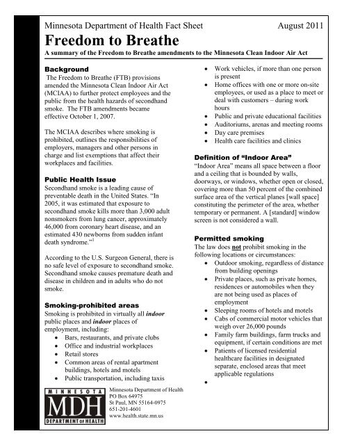 Freedom to Breathe fact sheet
