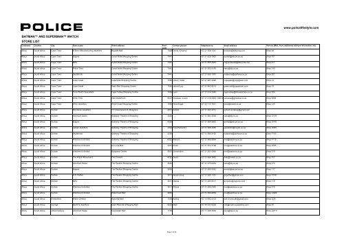 www.policelifestyle.com BATMAN AND SUPERMAN WATCH STORE LIST