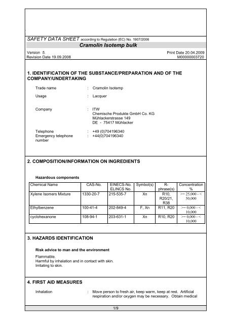 Cramolin Isotemp bulk