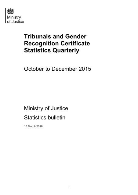 Tribunals and Gender Recognition Certificate Statistics Quarterly