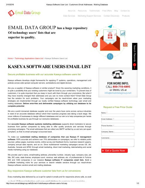 Email List of Kaseya Software Users from US