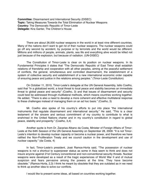 Position Paper Sample Position Papers Uw Mun Cal High Position 