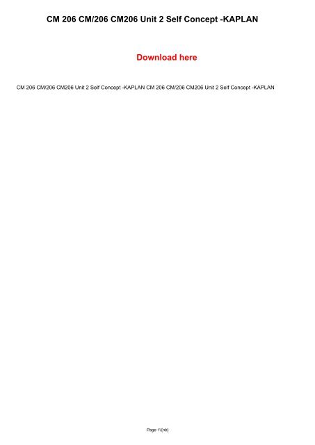 CM 206 CM206 CM/206 Unit 2 Self Concept -KAPLAN