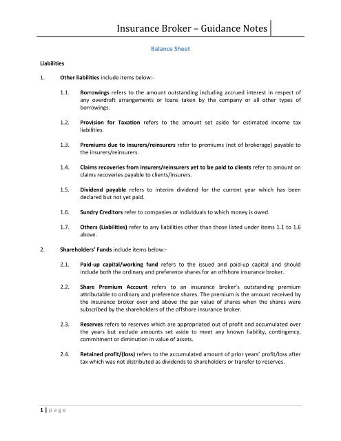 Insurance Broker – Guidance Notes - Labuan FSA