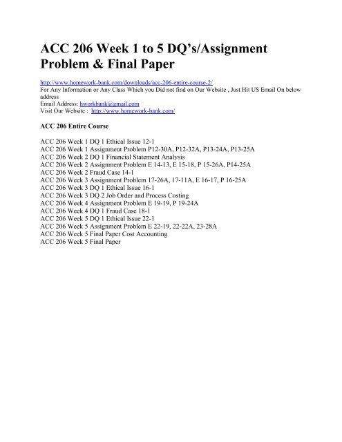 Acc 206 Entire Course