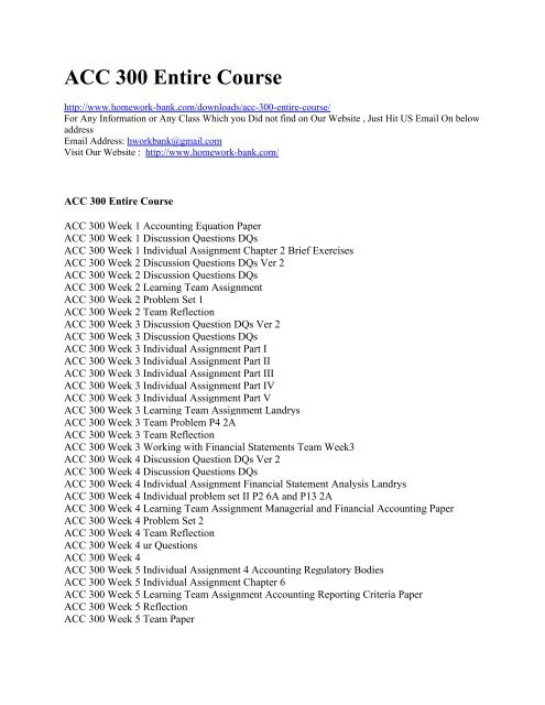 ACC 300 Entire Course